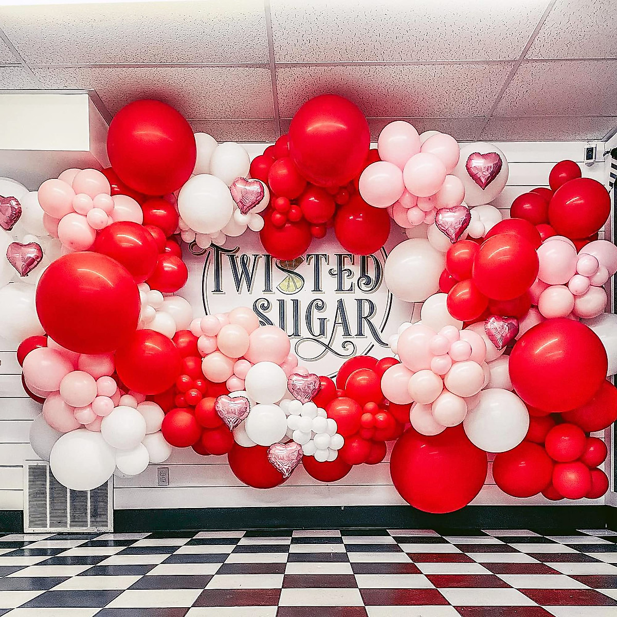 Valentines Balloons Garland Arch Kit with Pink Red Heart Balloons or Valentine Day Proposal Engagement Wedding Party Decorations