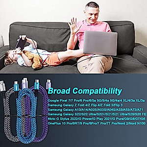 USB Type C Cable, [3Pack/6Ft] 100W 5A Super Fast Charging Type C to C Nylon Braided USB C-C Cable for Samsung Galaxy S23 A54 A14 A13 A03S A04S A53 A23 A20 A51 S10 S9,Google Pixel 7Pro 6 Pro 5a 4a 4 XL
