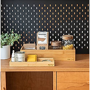 Natural Bamboo Bathroom Tray -Wooden Basket for Toilet Tank Top and Counter - Home Decor Wood Box for Toilet Paper Storage - Towel Holder for Guest