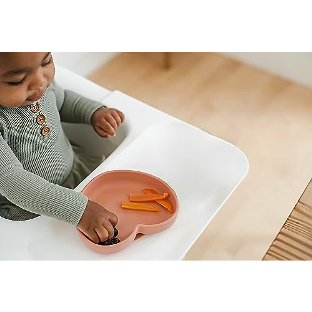 100% Food Grade Silicone Non-Slip Suction Heart Plate Dishware For Baby Lead Feeding | For Babies And Toddlers, BPA FREE, Diswasher Safe & Microwave Safe - Choose From 6 Colors (Muted Pink)