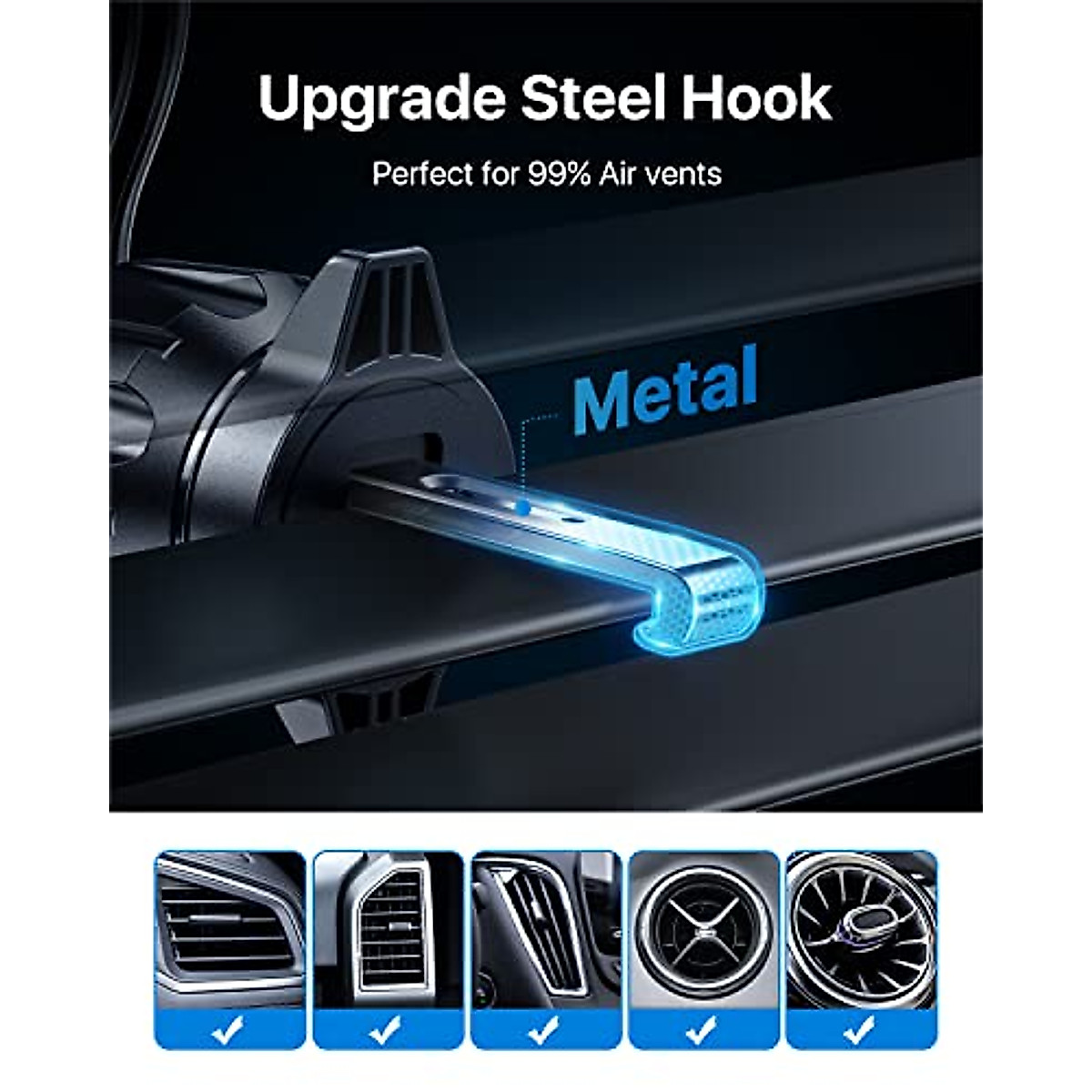 andobil Car Mount for iPhone, [Never Block A/C, 360° Rotate-Freely] Strong Magnetic Cell Phone Holder for Car Vent Easily Install, Compatible w MagSafe Car Mount Fits for iPhone 14 13 12 Pro Max & All