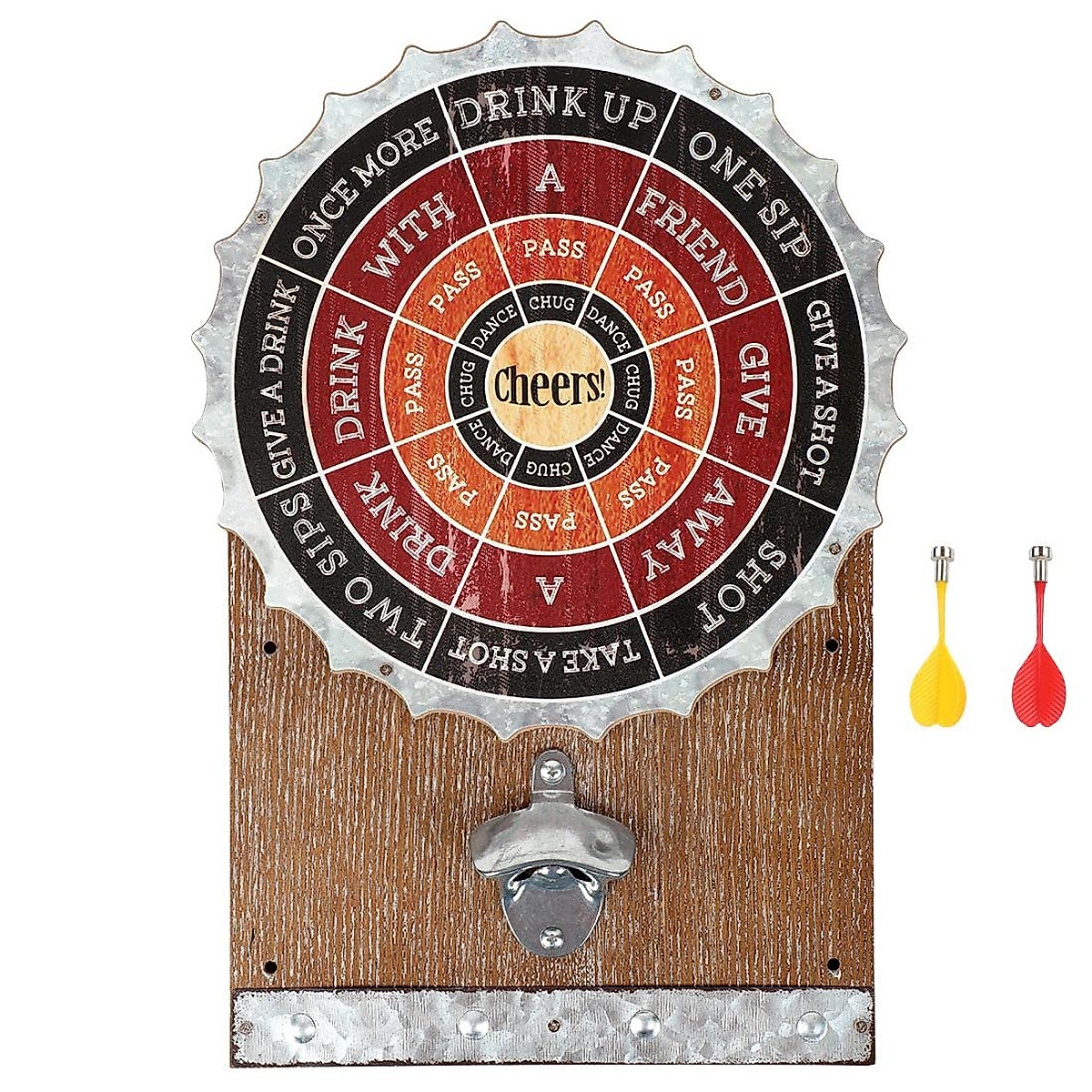 Lily’s Home Magnetic Dart Board Drinking Game with Wall Mount Beer Bottle Opener
