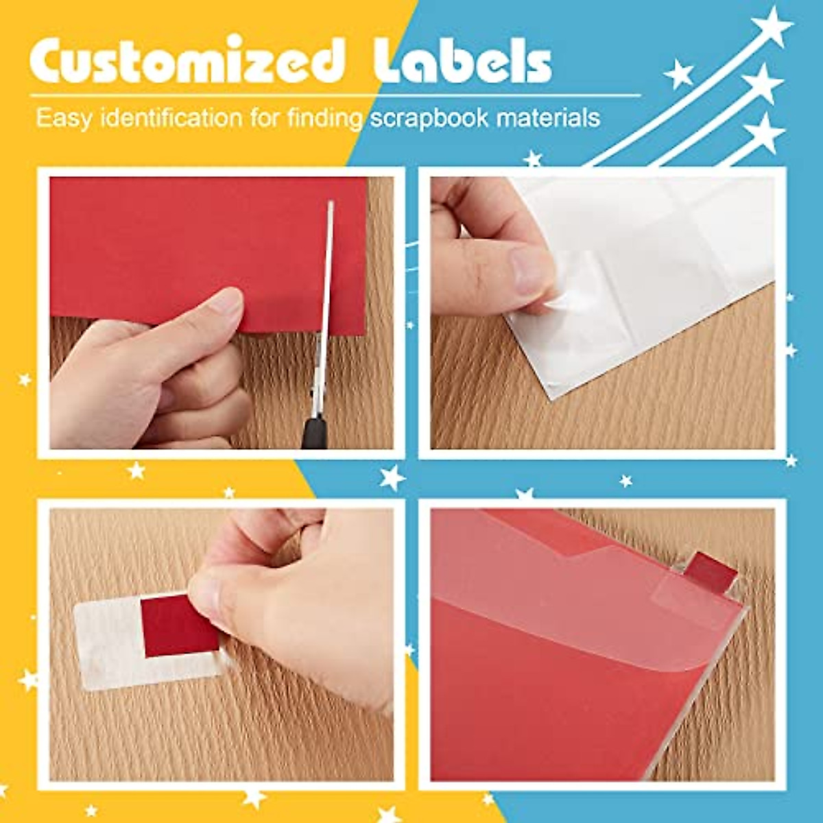 36 Pcs 12 x 12 Inch Scrapbook Paper Storage Scrapbook Paper Organizer Clear Loading Files Plastic Paper Holder with 4 Sheets Clear PVC Customizable Tabs for Holding Paper, Vinyl Paper, Photos