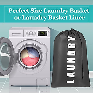 Prasacco 2 Packs Travel Laundry Bag, 21x35Inch Backpack Laundry Bag for College Heavy Duty Dirty Clothes Bag Machine Washable and Drawstring Closure Laundry Organizer for Camping (Gray Blue)