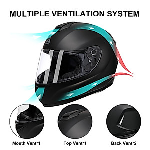 TRIANGLE Motorcycle Helmets Full Face Motorcycle Helmet for Men & Women with Tinted and Clear Visor Meet Dot Approved