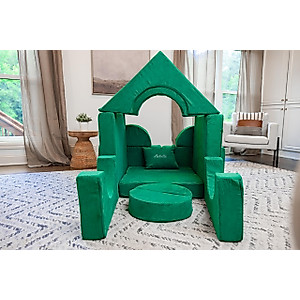 FOAMOH Castle Sofa Play Castle Sofa - Navy - 14-Piece Customizable Kids' Play Sofa for Imaginative Play & Easy Storage with personalizable Pillow