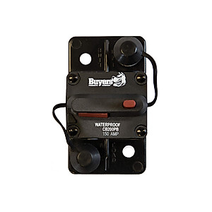 Buyers Products 150 Amp Circuit Breaker with Manual Push-to-Trip Reset with Large Frame, Black