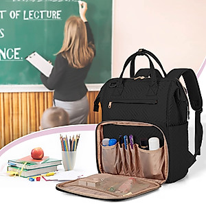 Fasrom Teacher Backpack for Work Women Teacher Supplies, Nurse Bag Backpack with Laptop Compartment for Nursing Student Essentials (Empty Bag Only), Black