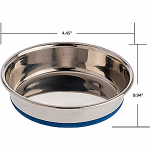 DuraPet 2 Pack of Cat Dishes, 0.75 Cup Dry Food Capacity each, Premium Rubber-Bonded Stainless Steel