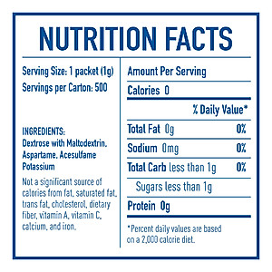 EQUAL 0 Calorie Sweetener, Sugar Substitute, Zero Calorie Sugar Alternative Sweetener Packets, Sugar Alternative, 500 Count