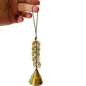 Golden Brass Bell Copper Coin Ornament Bell Home Garden Christmas Tree Car Decoration Pendant