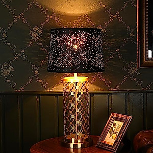 Double Medium Metal Lamp Shades Set of 2, ALUCSET Drum iron Lampshades for Table Lamp and Floor Light,10x12x8 inch (Sky Stars, 2 pcs pack)