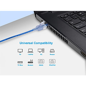 Monoprice Cat6A 25ft Blue 10-Pk Patch Cable UTP 30AWG 10G Pure Bare Copper Snagless RJ45 SlimRun Series Ethernet Cable