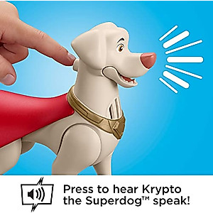 Fisher-Price DC League of Super-Pets Toy Talking Krypto Poseable Figure with Sounds and Phrases for Preschool Kids Ages 3+ Years