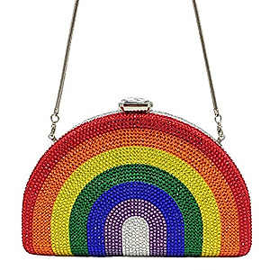 Rainbow Bags For Women Crystal Clutch Purse Evening Bag Fashion Party Rhinestone Handbags
