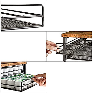 IBUYKE 2-Tier Coffee Pod Drawer Holder for K Cup, Capsule Pods Storage Organizer, Compact Under Coffee Pot Storage Drawer, Slim Home Kitchen Counter Organizer TCJ002H
