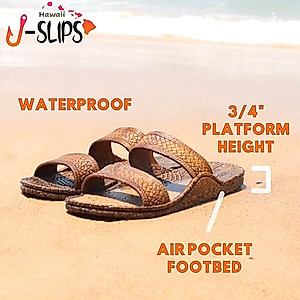 J-Slips Sandals for Women and Men - Comfortable Jesus Jandals for Beach, Summer, and Shower - Waterproof Hawaiian Slides in 12 Colors, Sandalias (Kona, W9)