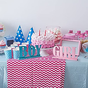 Gender Reveal Decorations - Boy or girl Wooden Blue and Pink Letter Sign，with Gender Announcement Baby Shower party Table Decorations – by ZouYee