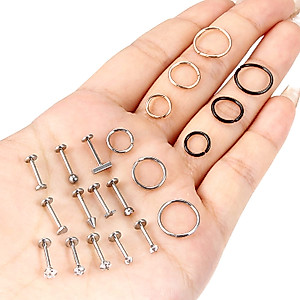 Vsnnsns 18G Threadless Push in Nose Rings for Women Men 316L Surgical Stainless Steel L Shaped Nose Studs Screw Bone Nose Rings Hoops Piercings 18 Gauge Nostril Piercing Nose Studs Jewelry 2mm CZ