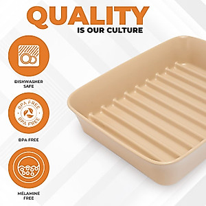 ZFJ Large Bacon cooker for Microwave Oven Bacon Cooker Tray, Ceramic Baking Pan for Microwave Bacon Cooking Healthy Breakfast -Make Crispy Bacon in Minutes