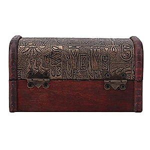 FTVOGUE Egyptian Wooden Antique Old Jewelry Storage Box Trinket Box Shooting Furnishings Props Handmade Crafts (#1: Password lock S)