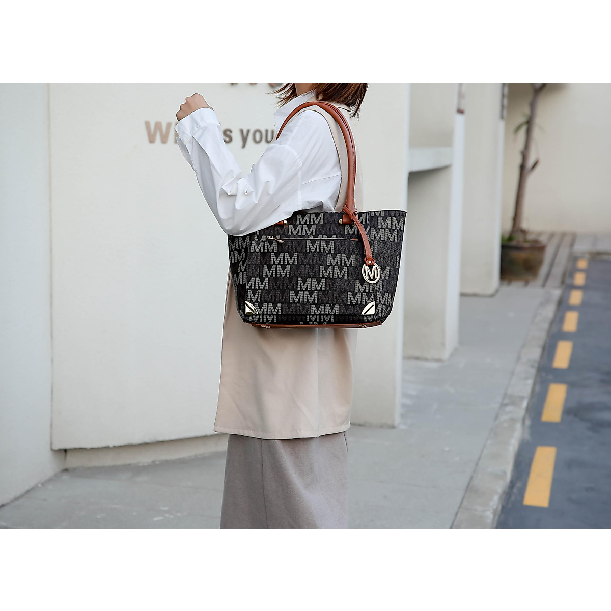 MKF Collection 3-PC Set, Shoulder Bag for Women, Small Tote Handbag & Wristlet Purse – Top Handle PU Leather Handdbag by Mia K