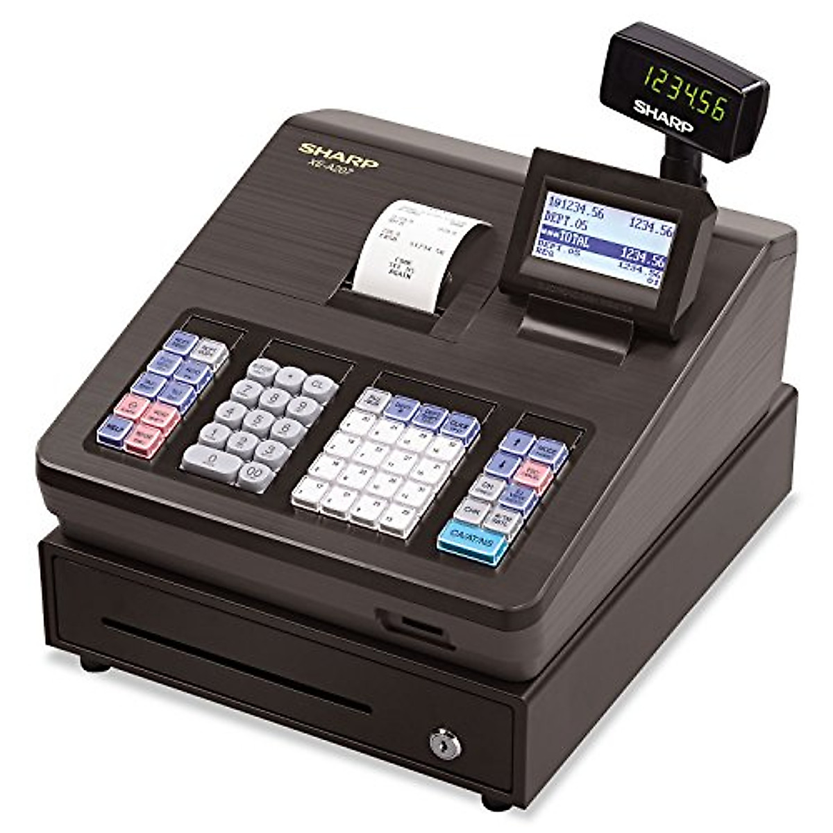 Sharp XE-A207 Cash Register, Clear Multi-Line Operator Display, Easy Set-Up with Guided Programming, SD Card Slot for Program Backup Easy Data Transfer