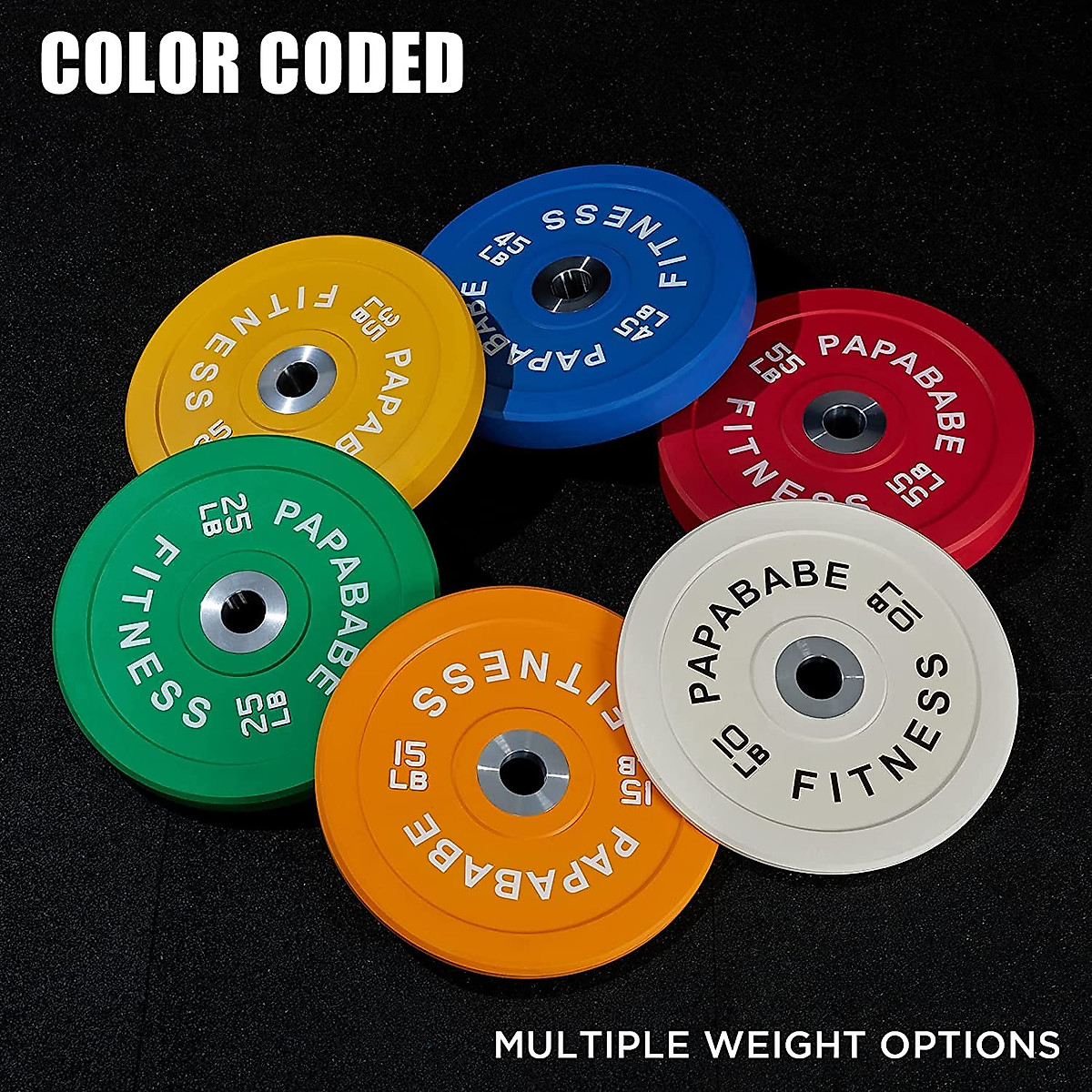 PAPABABE Bumper Plate 2-inch, Color Coded Olympic Bumper Plate with Steel Hub, Bumper Weights Set with High Density Rubber(10LB Pair)