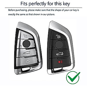 Lcyam Silicone Key Fob Cover Case 4 Buttons Fits for BMW X1 X2 X3 X5 540I 750I BMW 3 Series (Model 1: Black Black)