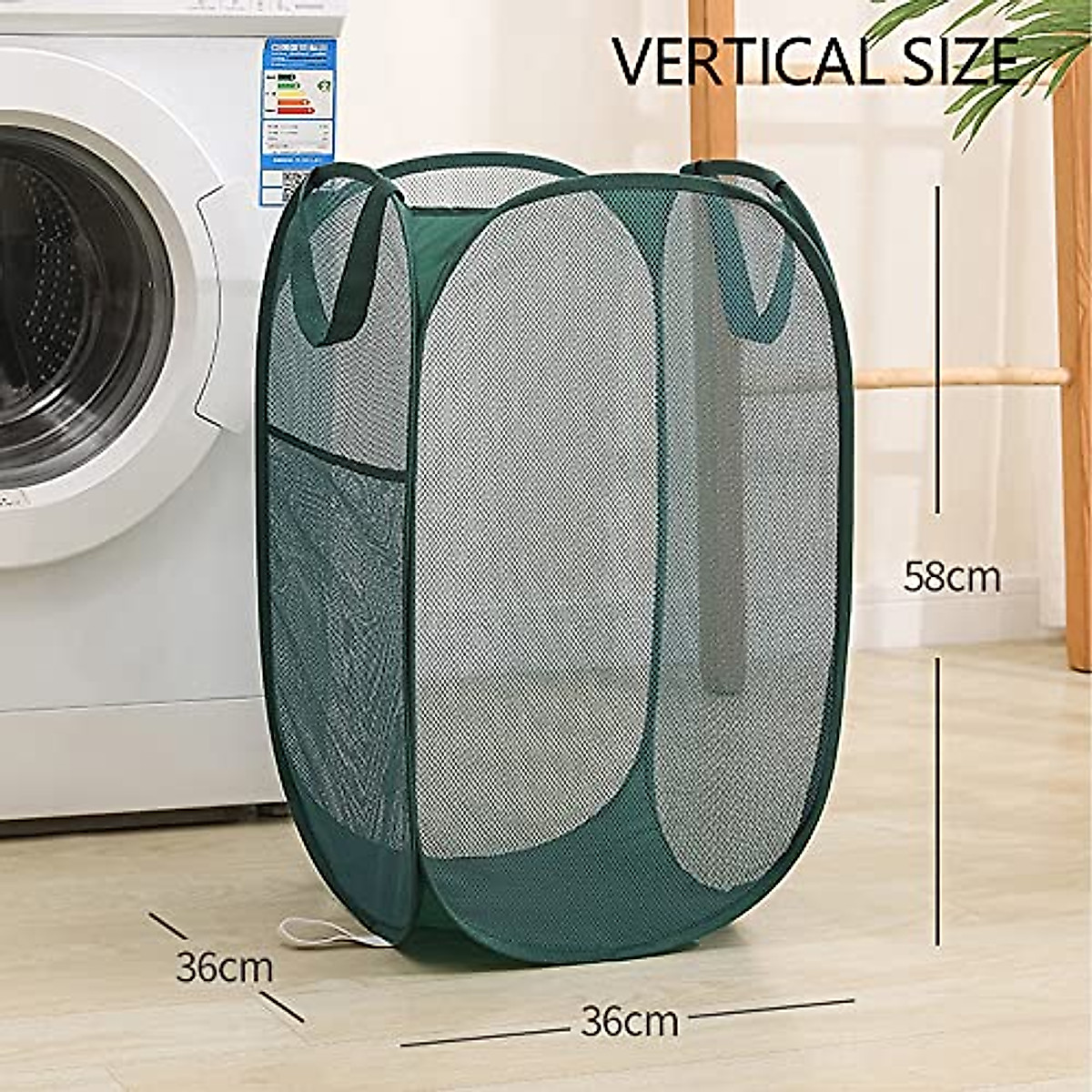 2 Pack Popup Laundry Hamper- Mesh Hampers Bag- Foldable Clothes Storage Basket with Handles for The Kids Room, College Dorm or Travel