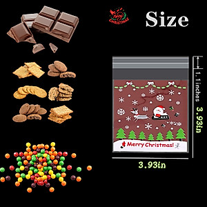 YVPSI 300 Pcs Christmas Candy Bags Self Adhesive Holiday Treat Cookie Bags Christmas Cellophane Bags Candy Bags Xmas Cellophane Treat Bags Plastic Coo