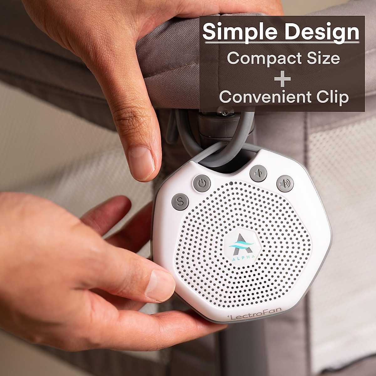 Adaptive Sound Technologies LectroFan Alpha Portable Sleep Sound Machine with 7 Soothing Non-Looping Guaranteed Sounds with Fan, Heartbeat & White Noise for Babies Toddlers & Adults