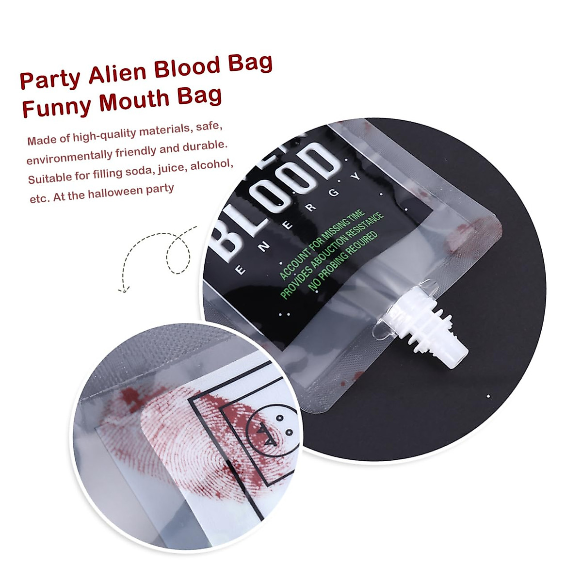 Toyvian Alien Halloween Bag 40 Pcs Beverage Storage Bag Blood Storage Container Leakproof Seal