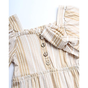 Jessica Simpson Baby Girls' Romper - One Piece Short Sleeve Jumpsuit for Baby Girls with Headband (Infant Sizes: 0-24M), Size 6-9 Months, Yellow Stripe