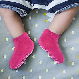 Duufin 16 Pairs Non Skid Toddler Socks Ankle Toddler Grip Socks Kid Gripper Socks for Toddler Boys Girls, 1-3T