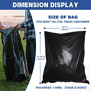 Large Contractor Trash Bags 40-45 Gallon - 100 Count Heavy Duty Black Garbage Bags Unscented Thick Commercial Trash Can Liners for Construction Industrial Yard Outdoor Lawn and Leaf