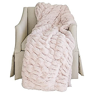 Minky Designs Luxurious Minky Blankets | Super Soft, Fuzzy, and Fluffy Faux Fur | Preppy Couch Covers & Throw Blankets | Ideal for Adults, Kids, Teens (Chic | Blossom Pink)