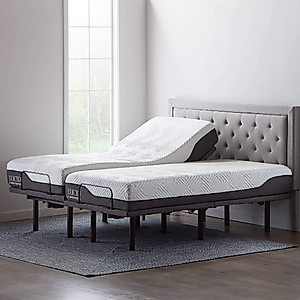LUCID L600 Adjustable Bed Base with LUCID 12 Inch Memory Foam Hybrid-Mattress - Split King
