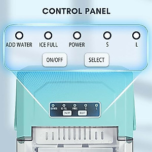 ZAFRO Countertop Ice Maker,Portable Ice Machine with Carry Handle,Self-Cleaning,Basket and Scoop,9 Cubes in 6 Mins,26.5lbs/24Hrs,2 Sizes of Bullet Ice,for Home,Kitchen,Party,Black,Green