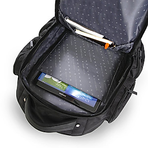 Perry Ellis Men's 9-Pocket Business Professional Laptop Backpack-P350, Black, One Size