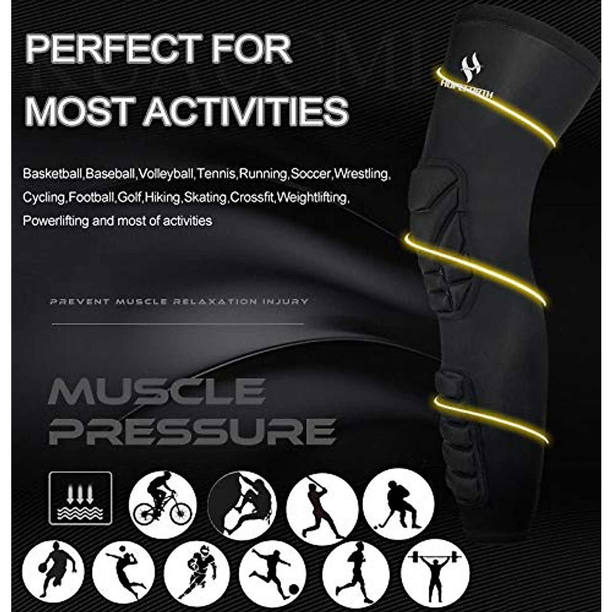 HOPEFORTH Knee Calf Padded 2 Pack Compression Leg Sleeve Thigh Sports Protective Gear Shin Brace Support for Football Basketball Volleyball Soccer Baseball Tennis