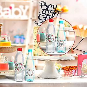 Chinco 48 Pieces Waterproof Baby Shower Water Bottle Labels Pink Water Bottle Wrappers Floral Bottle Labels Unisex Water Bottle Sticker Labels Shower Decorations for Baby Birthday Party, 4 Styles