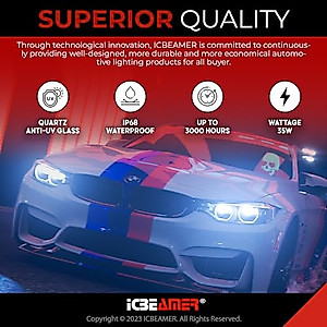 ICBEAMER 6000K D1R D1C D1S Xenon HID Direct Replacement Replace OEM FACTORY Headlight Low Beam light bulbs Diamond White