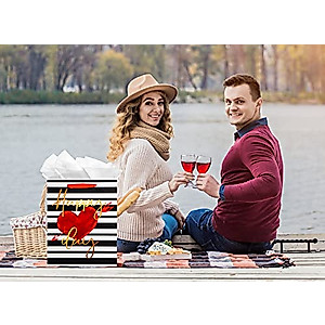 FaCraft Valentines Gift Bags with Handles 13" Large Valentines Day Gift Bag for Boyfriend Kids Happy Day Gift Bag with Tissue Paper for Her Him Men Wife Anniversary Weddings Bridal Shower Gift Bag