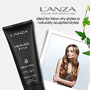 L'ANZA Healing Style Mega Gel with Strong Hold Effect, Nourishes and Refreshes the Hair While Styling, With Keratin, Alcohol-free Formula, and UV Rays Protection to Prevent Damage (6.8 Fl Oz)