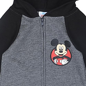 Disney Baby Boy Mickey Mouse Coverall Romper Creeper with Hood and 3D Mouse Ears