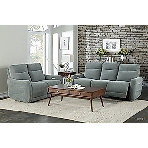 Homelegance Edition 78" Fabric Power Double Lay-Flat Reclining Sofa, Dove