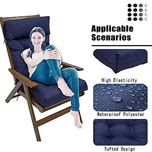 HEYITTE Waterproof Replacement Patio Chair Cushions 49x22Inch, All Weather Fade-Resistant Adirondack Chair Cushion, Thick 4Inch Outdoor Seat Cushions for Patio Furniture with Seat & Back