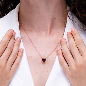 Angara Natural Garnet Solitaire Pendant Necklace for Women in Sterling Silver (Grade-AAAA | 6mm) January Birthstone Jewelry Gift for Women | Birthday | Wedding | Anniversary