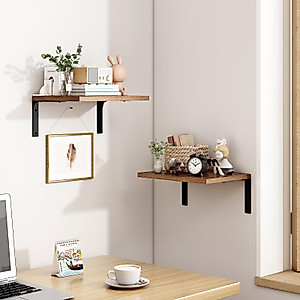 Inforth Floating Shelves for Wall Display, 12” Deep Wall Mounted Shelves for Living Room, Bedroom, Kitchen, Office Decor, Modern Hanging Bookshelf, Storage and Display Shelf Set (Rustic Brown)